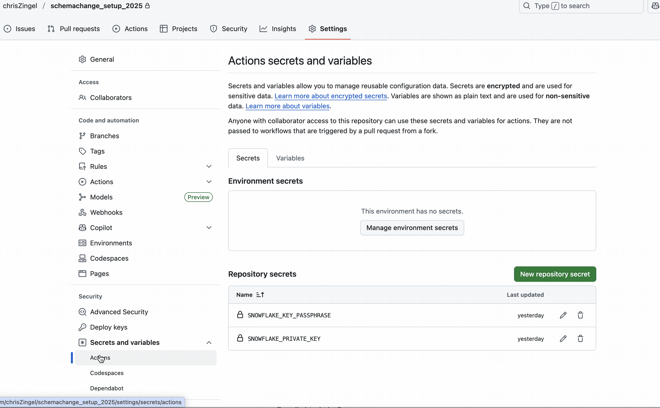 SchemaChange deploying to Github - Chris Zingel Blogs